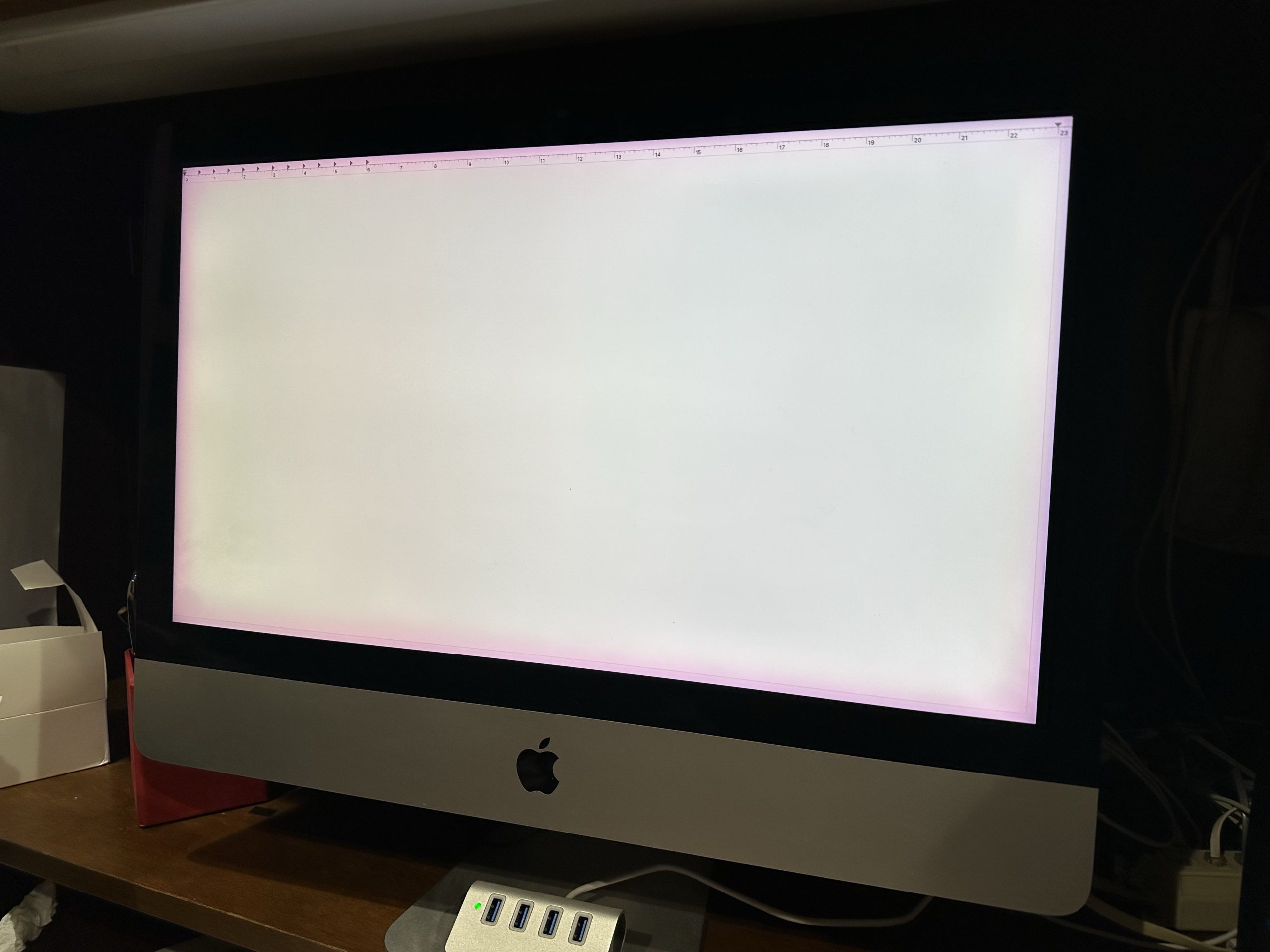 Day 43, 2023: Red Tinted iMac Screen – Almost Obvious